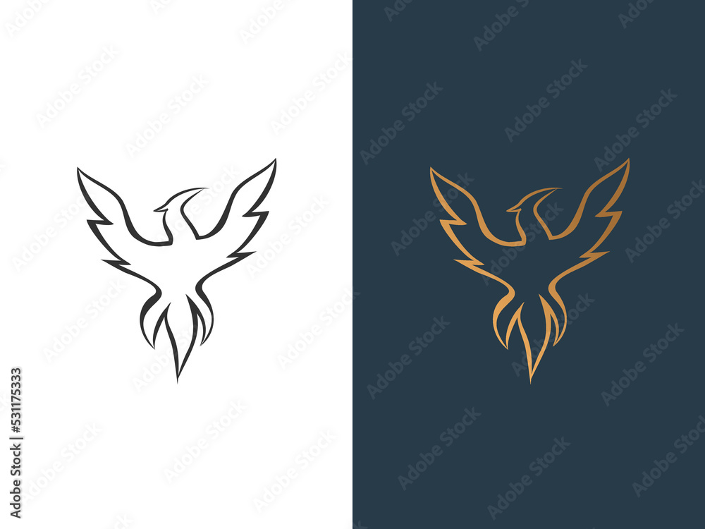 Phoenix bird lineal art minimalist vector logo Stock Vector | Adobe Stock