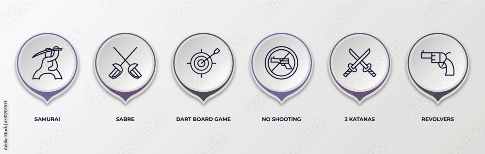 infographic template with outline icons. infographic for weapons ...