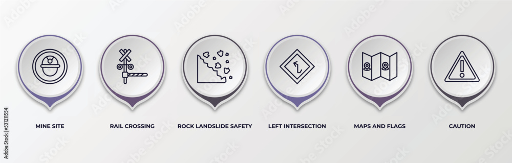 infographic template with outline icons. infographic for maps and flags ...