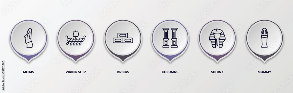 Vetor infographic template with outline icons. infographic for history ...