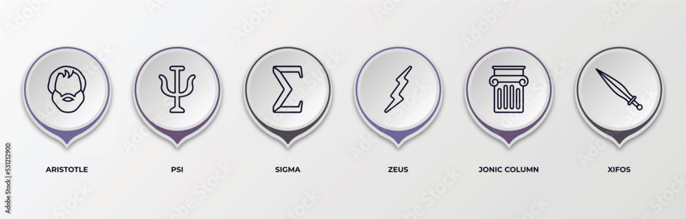 infographic template with outline icons. infographic for greece concept ...