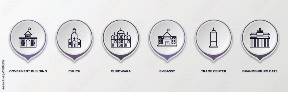 infographic template with outline icons. infographic for buildings ...