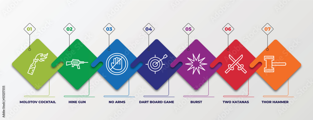 infographic template with linear icons. infographic for weapons concept ...