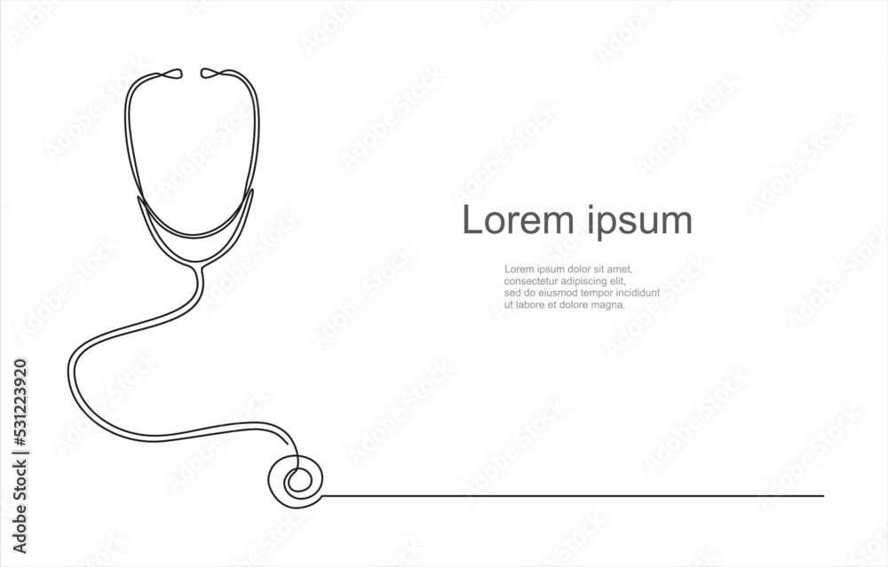 One line continuous drawing design of stethoscope. Illustration with ...