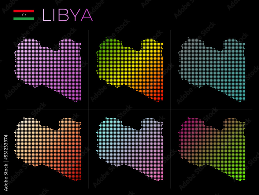 Libya dotted map set. Map of Libya in dotted style. Borders of the ...