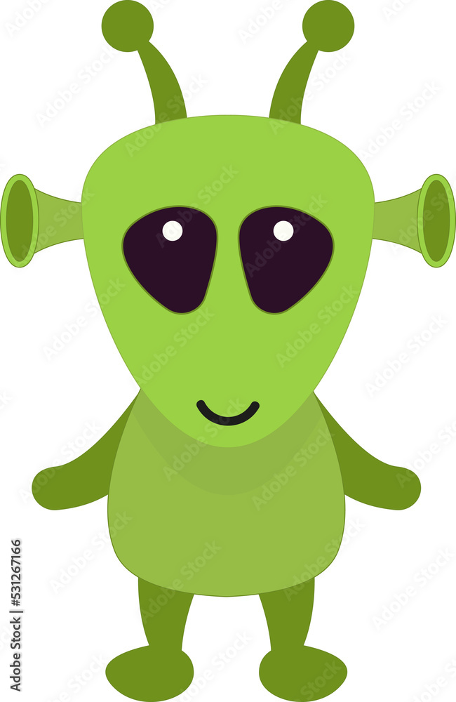Green Alien Monster. Space Design Element. Kids Illustration Isolated ...