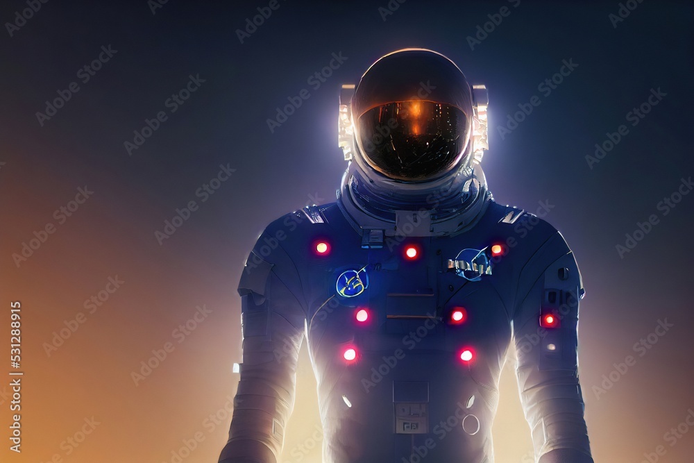 An astronaut makes selfie In the space, explores the surface of Mars ...