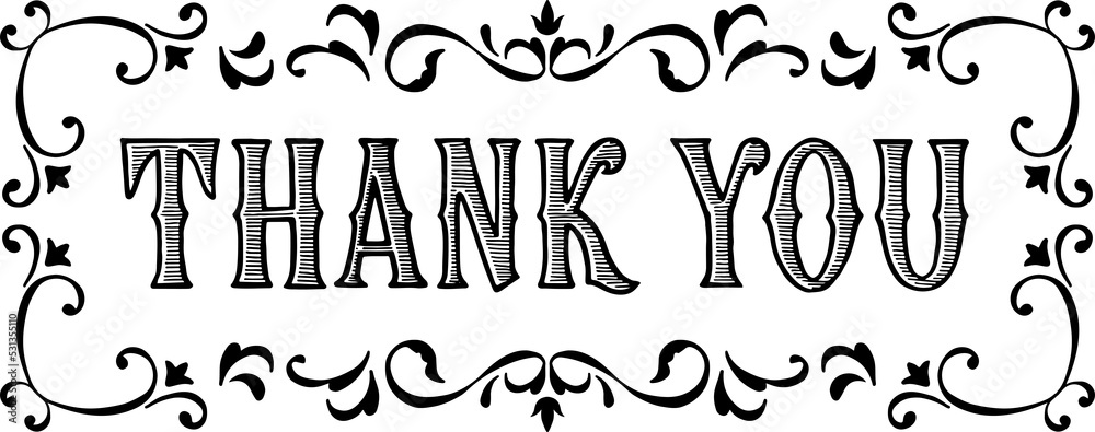 Thank you lettering in Victorian style. Design of greeting cards in ...
