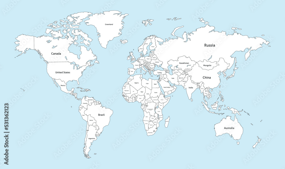 World Map With Country Names. Detailed Outline Political World Map ...