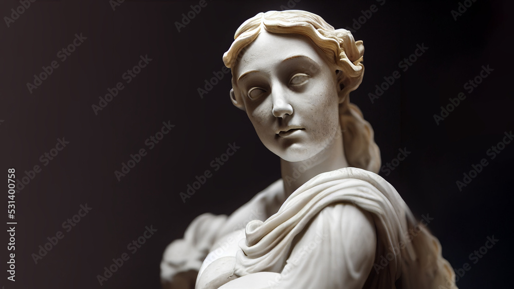 Illustration of a Renaissance marble statue of Hestia. She is the ...