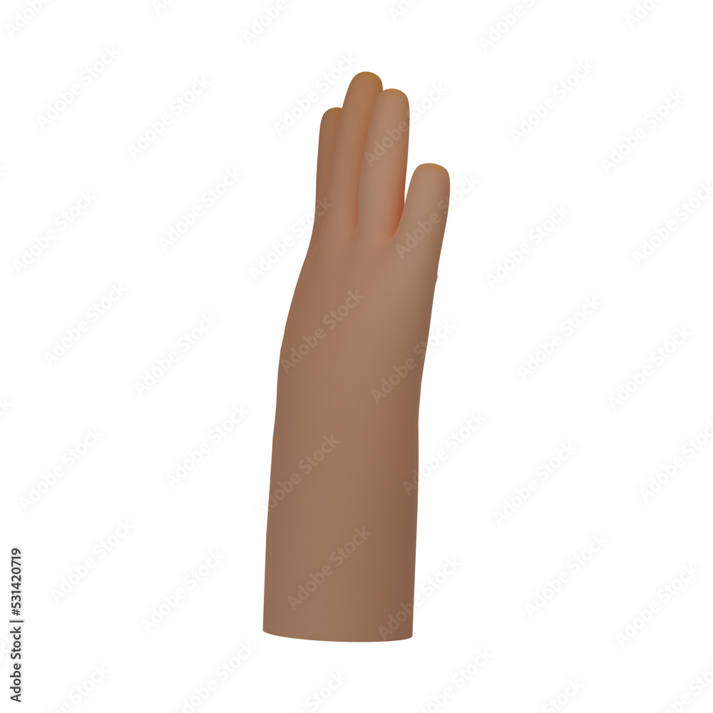 3d hand gesture. Emoticon sign. Showing four fingers. Counting concept ...