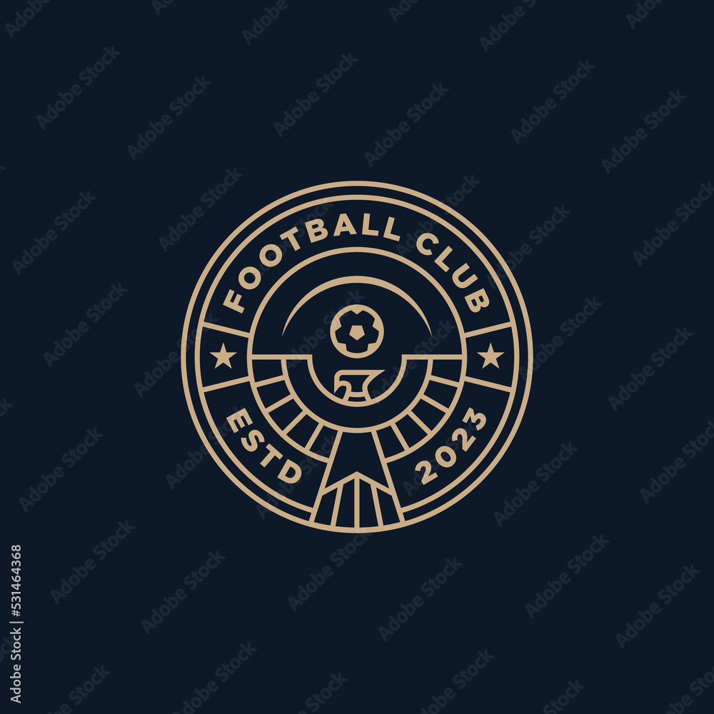 minimalist soccer football club emblem badge line art icon logo ...