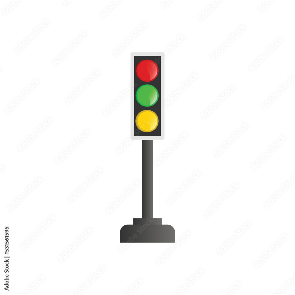 cartoon vector illustration of traffic signs, traffic light poles. flat ...