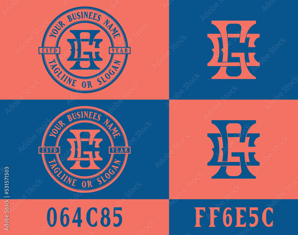 CG monogram logo design with circle badge and color codes. Fully ...