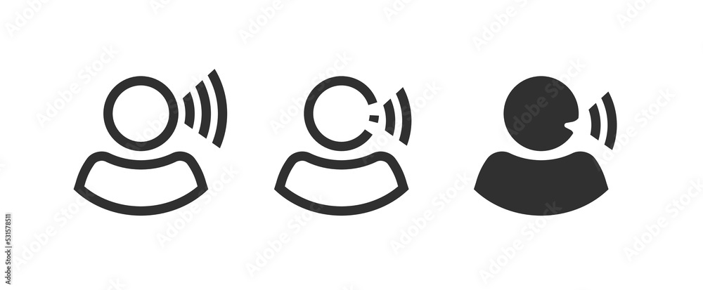 Voice sound command icon ui element vector or person man speak control ...