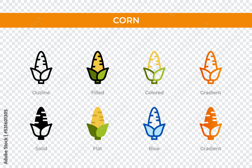 corn icon in different style. corn vector icons designed in outline ...