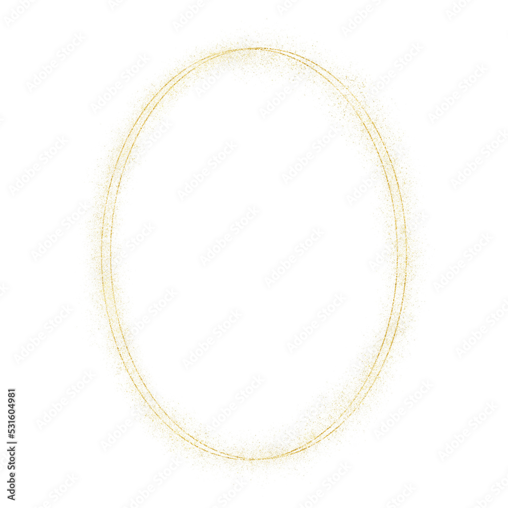Oval golden frame, gold ellipse. Glitter splatter. Isolated png ...