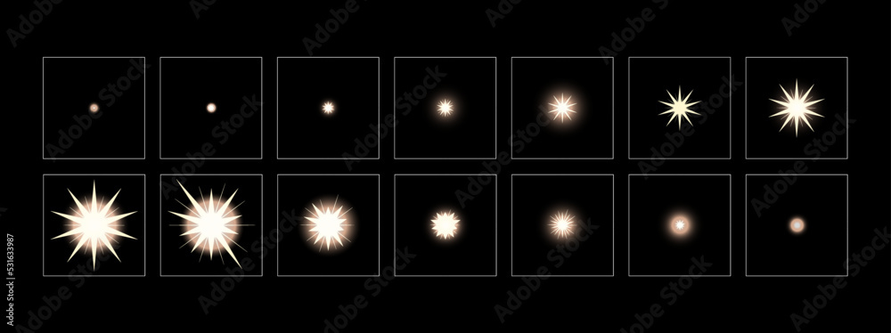 Colorful shine light FX. Shine effect sprite sheet for animation and ...