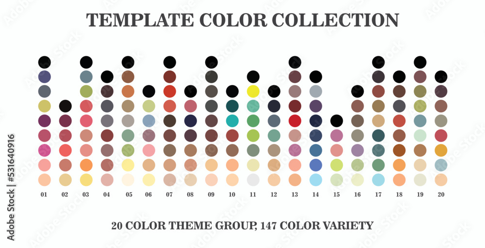 Trend Color palette blend 2023. 20 vector color palette groups, with ...