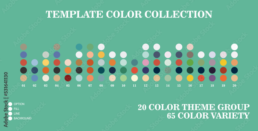 Trend Color palette blend 2023. 20 vector color palette groups, with 65 ...