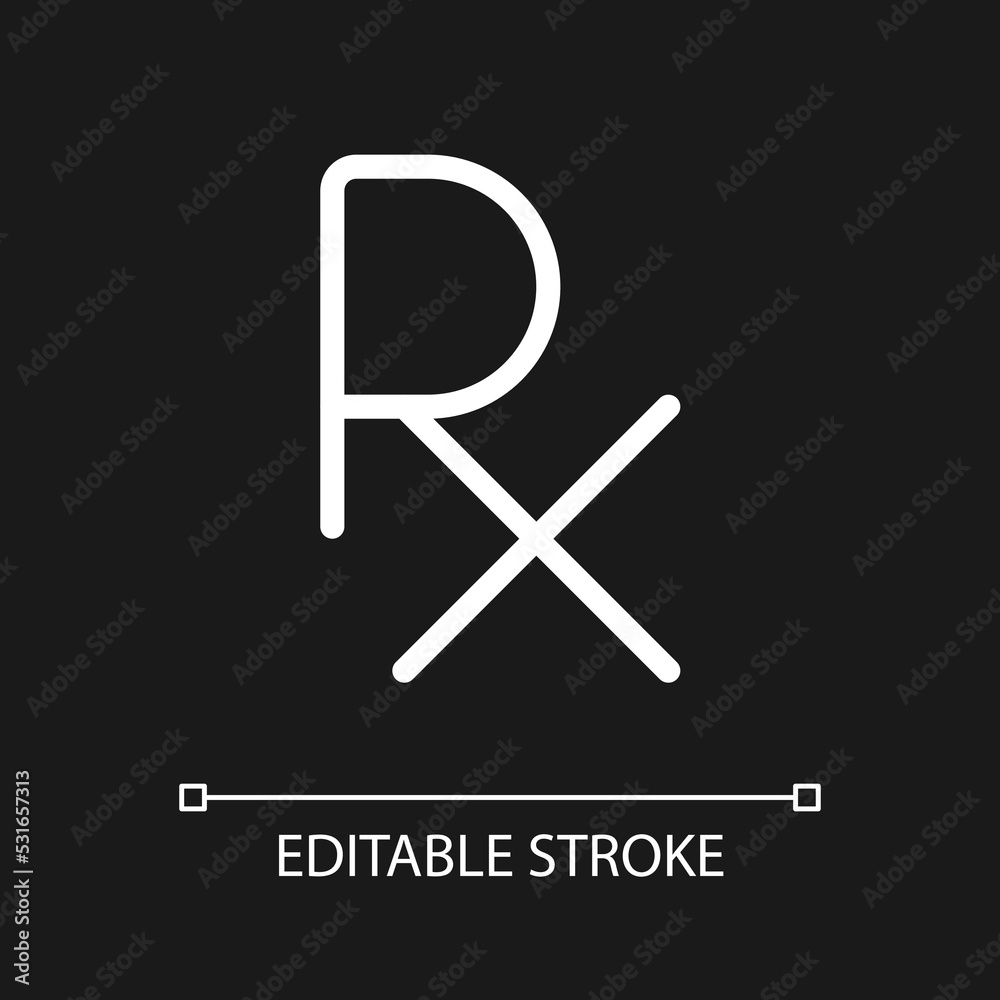 Prescription symbol pixel perfect white linear ui icon for dark theme ...