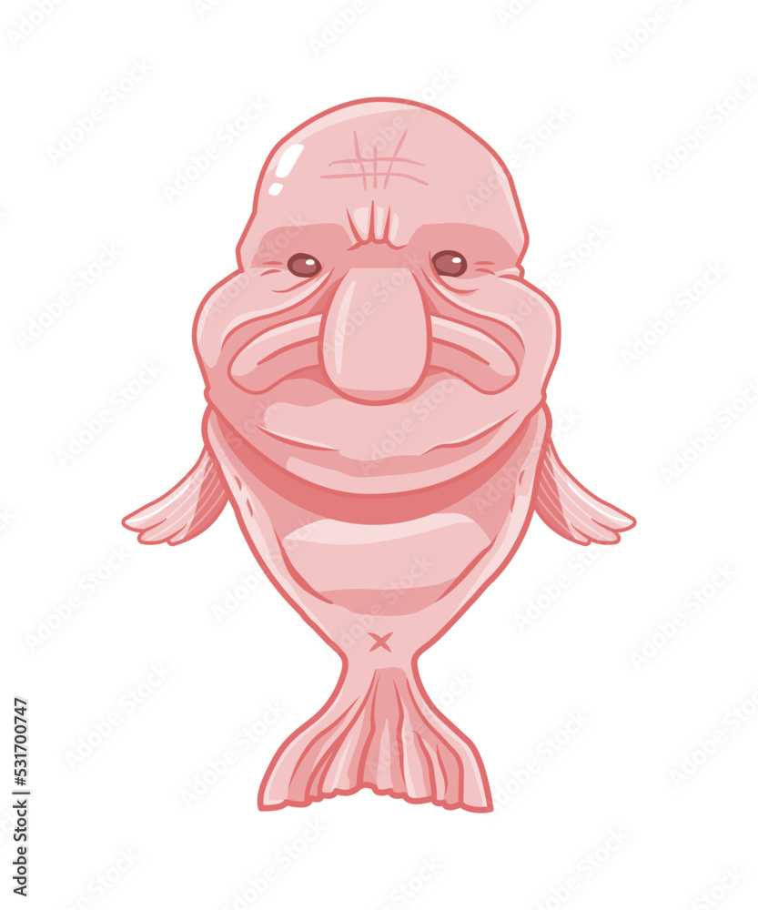 ugly sad fish - blob blobfish - cartoon Stock Vector | Adobe Stock