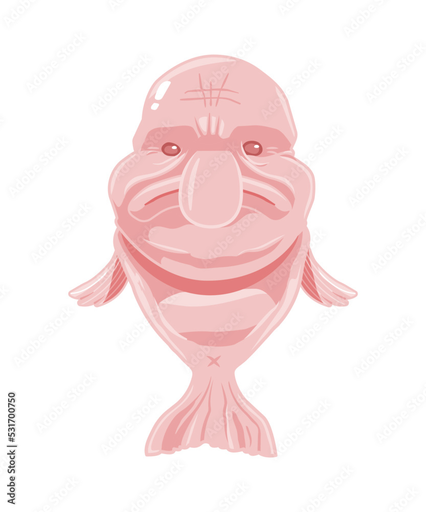 sad fish - ugly fish - blobfish Stock Vector | Adobe Stock