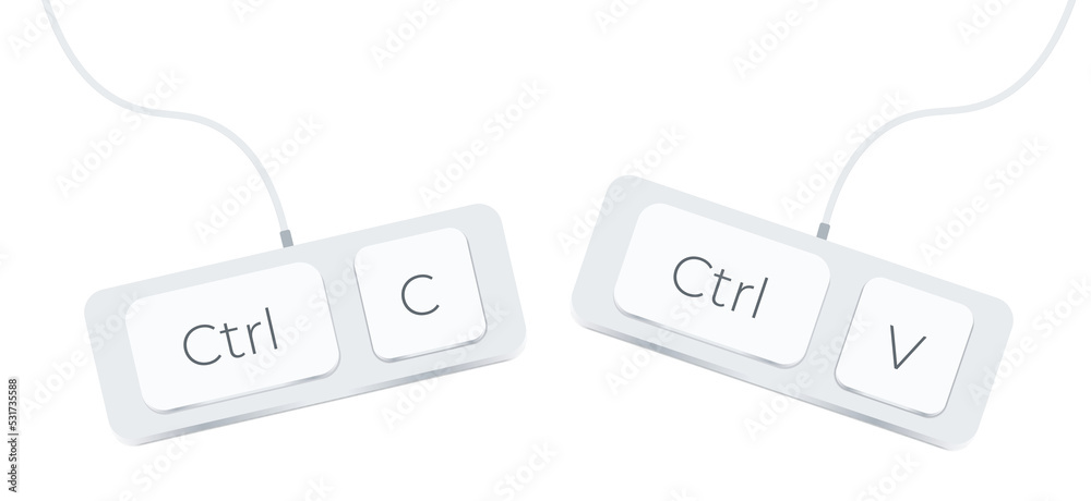 Keyboard keys Ctrl C and Ctrl V, copy and paste the key shortcuts ...