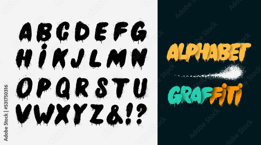 Spray vector graffiti black font. Street art wall tagging lettering ...