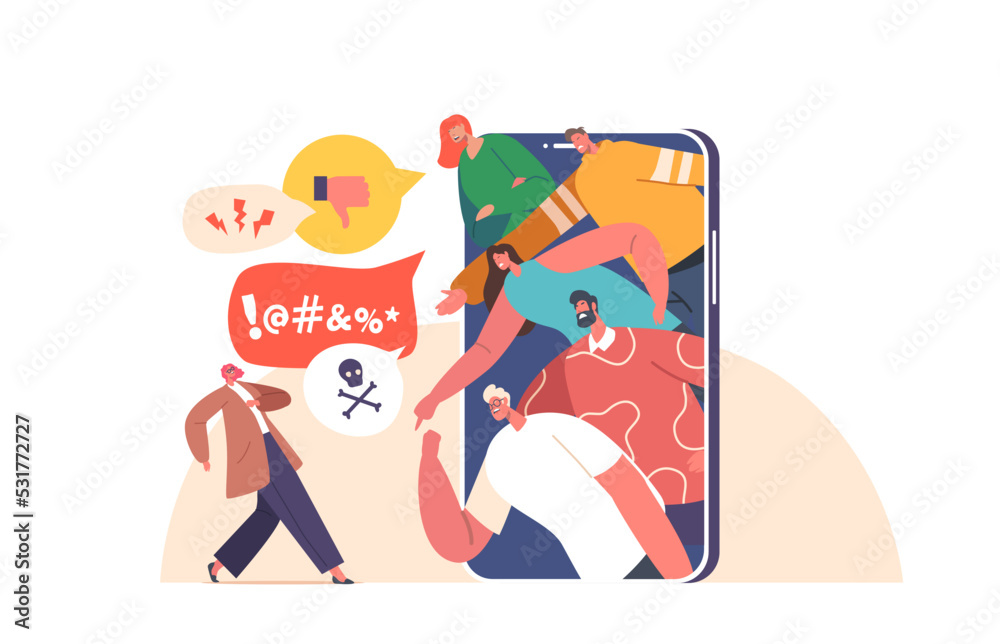 Cyber Bullying Social Problem. Cyberbullying Attack, Bully Network ...