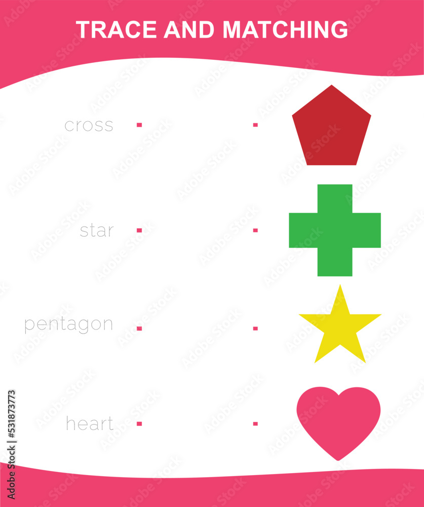 Vektor Printable worksheet trace and matching words with images ...