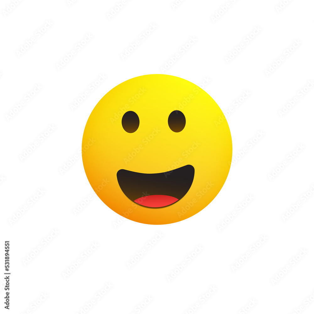 Smiling Emoji - Simple Happy Emoticon with Open Eyes on Transparent ...
