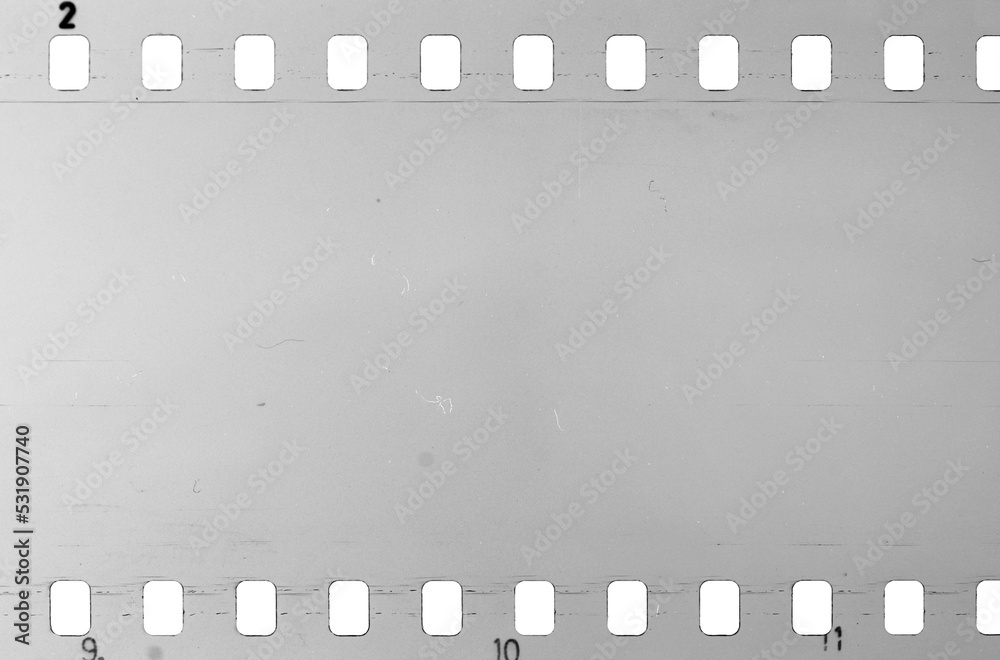Old celluloid film with dust and scratches on transparent background ...