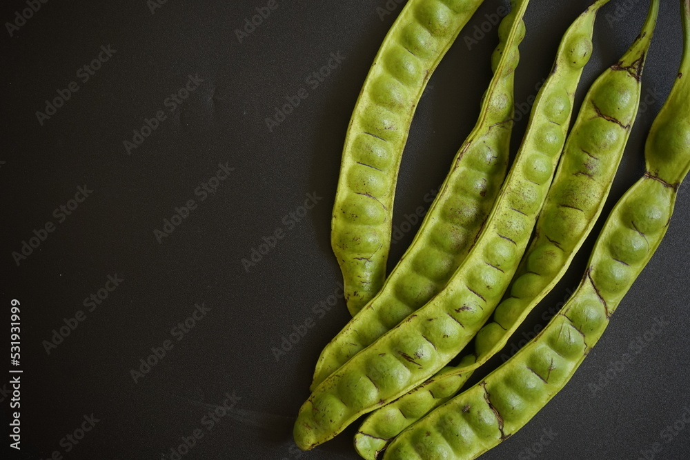 Mlanding (Parkia speciosa) called Pete in Indonesia is a tropical ...