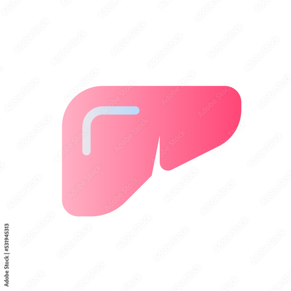 Liver flat gradient two-color ui icon. Internal human body organ ...