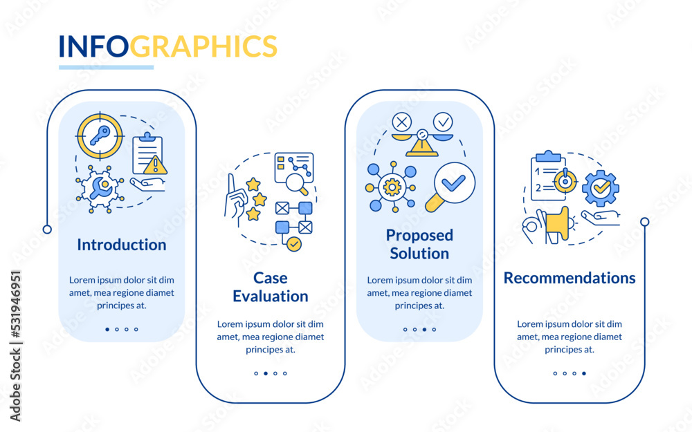 Case drafting rectangle infographic template. Studying plan. Data ...