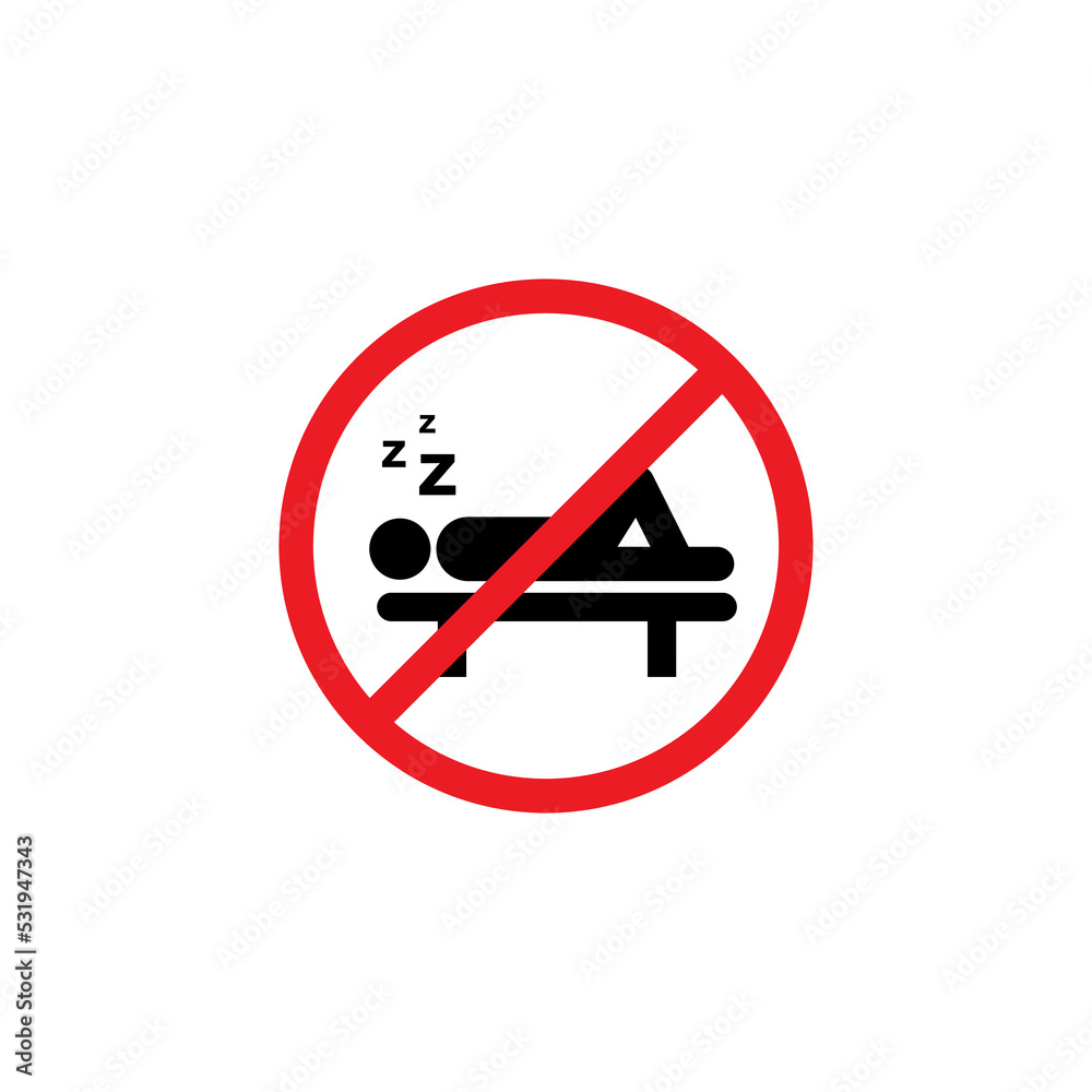 no sleeping prohibition sign template vector Stock Vector | Adobe Stock