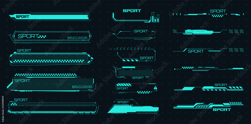 Frame in Sci- Fi style. Bar labels, info call box bars.HUD Futuristic ...