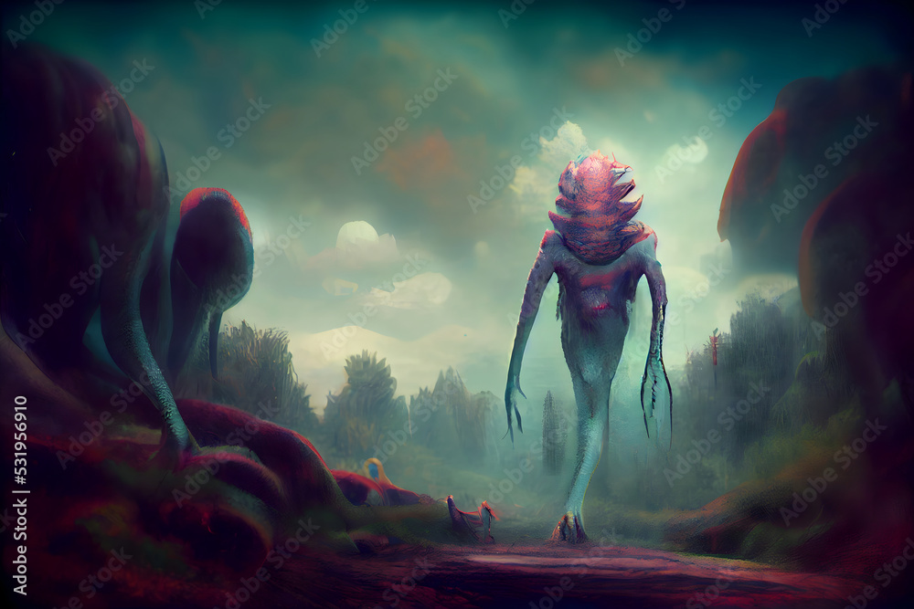 creepy fantastic nightmare alien creature, neural network generated art ...