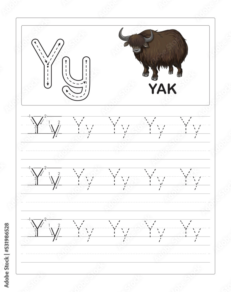 Vetor Alphabet letters tracing worksheet. Tracing practice worksheet ...