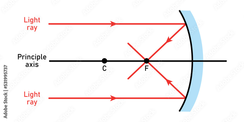Ray diagrams for concave mirror vector illustration Stock Vector ...