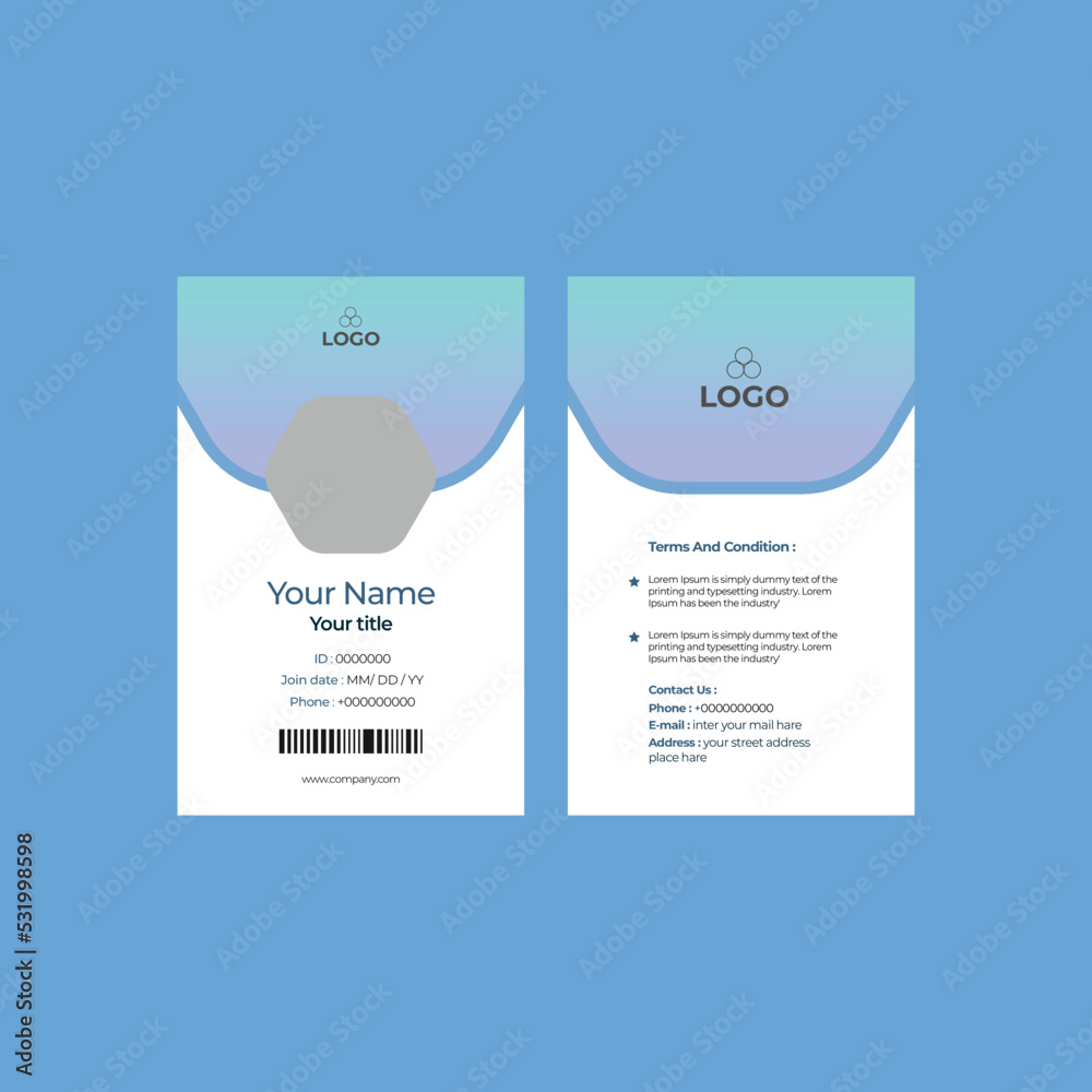 Minimalist Front and back id card template with picture Office Id Card ...