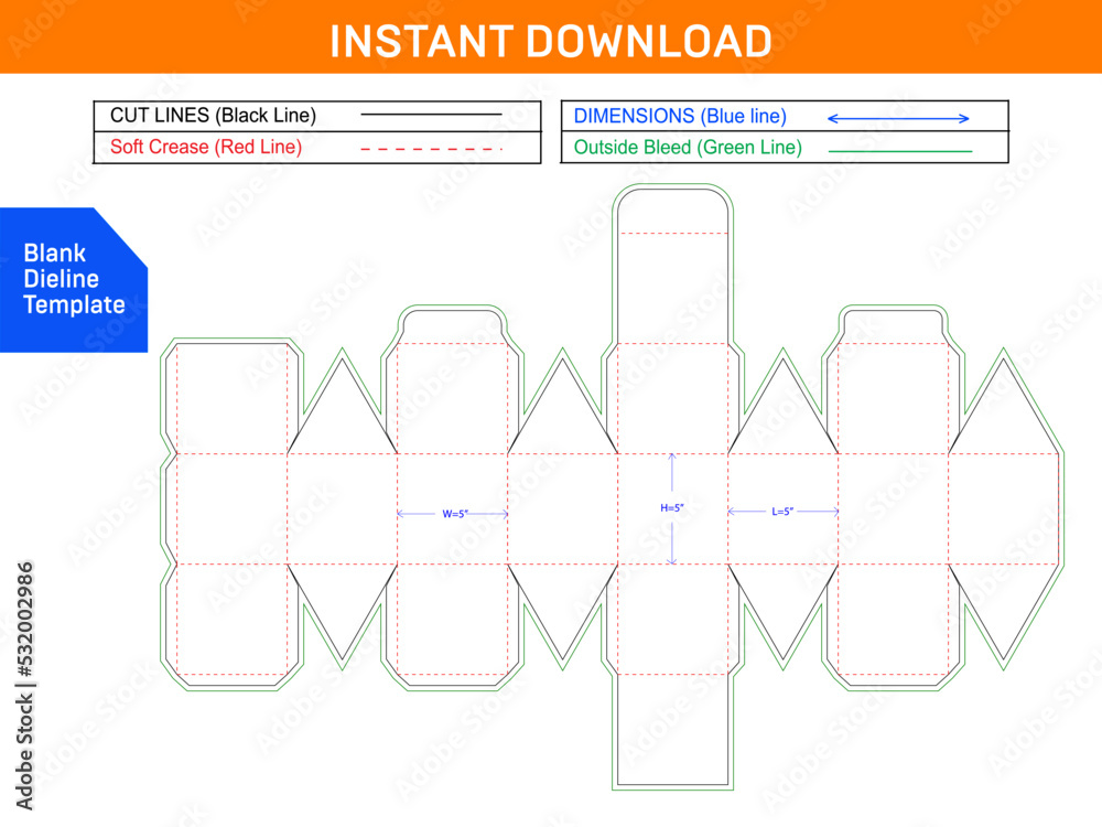 Vector de Stock Rhombicuboctahedron cardboard box dieline template and ...