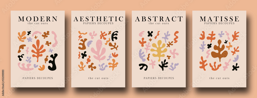 Contemporary organic shapes posters. Abstract collage set Matisse ...