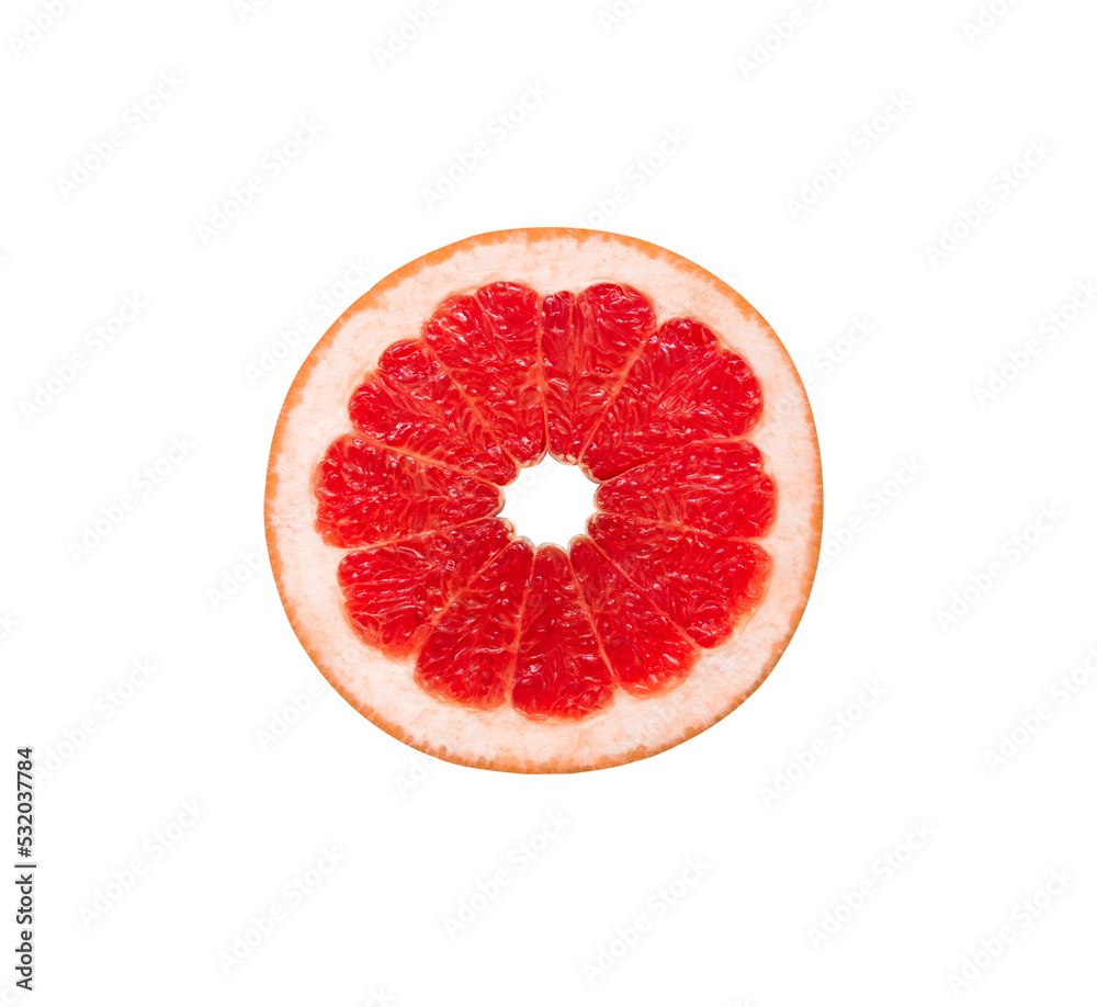 Sliced red grapefruit on transparent background closeup. Juicy ripe ...