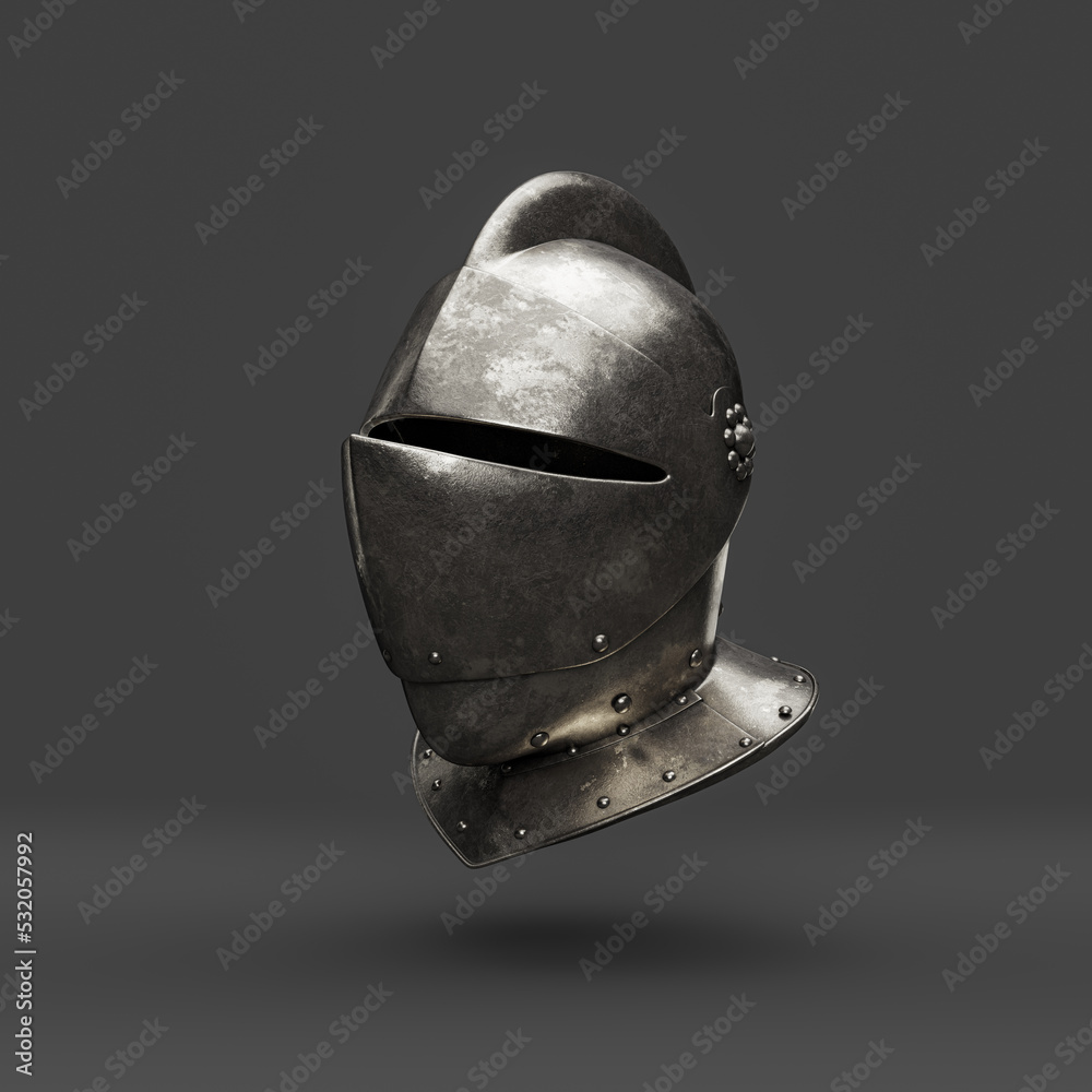 Illustration Stock Used steel warrior helmet. Isolated crash helmet of ...