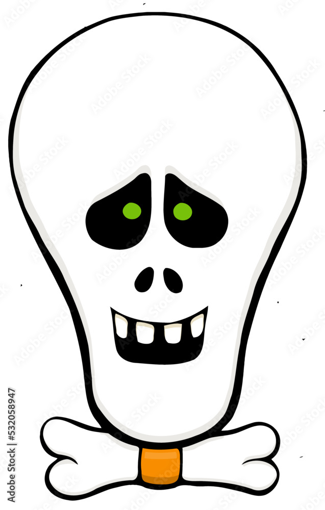 cartoon skeleton face with a bow tie Stock Vector | Adobe Stock