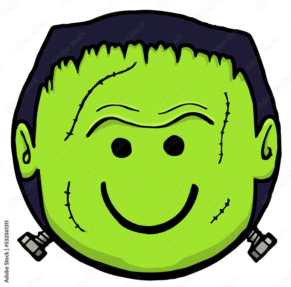 smiley face halloween frankenstein Stock Vector | Adobe Stock