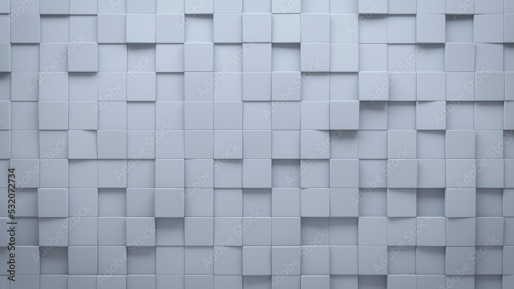 Semigloss, Futuristic Mosaic Tiles arranged in the shape of a wall. 3D ...