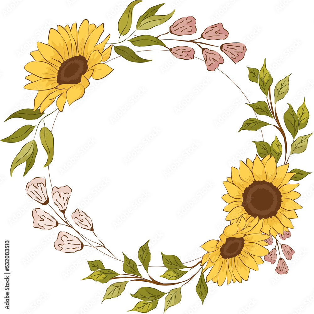 sunflower border frame PNG Clipart illustration Stock Illustration ...